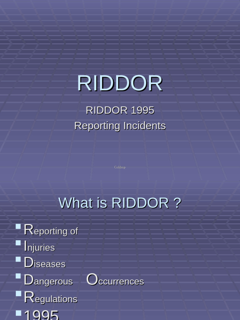 RIDDOR | PDF