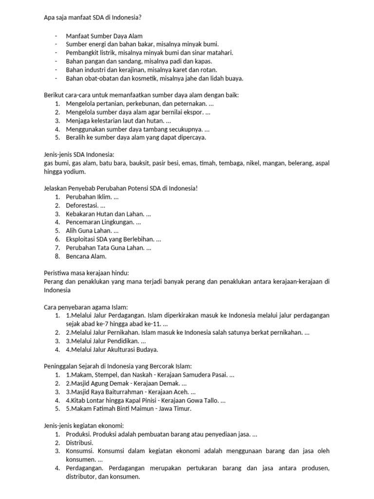Apa saja manfaat SDA di Indonesia | PDF