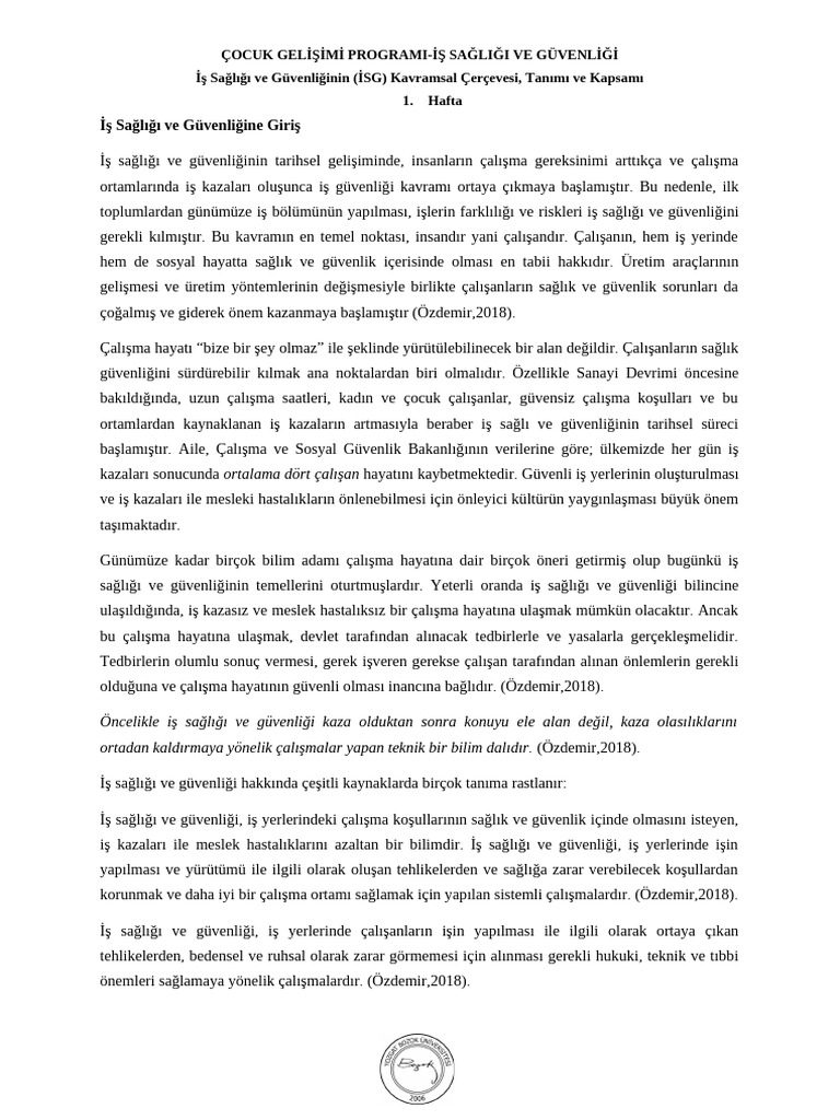 1. Hafta Ders Notu İSG - Kopya | PDF