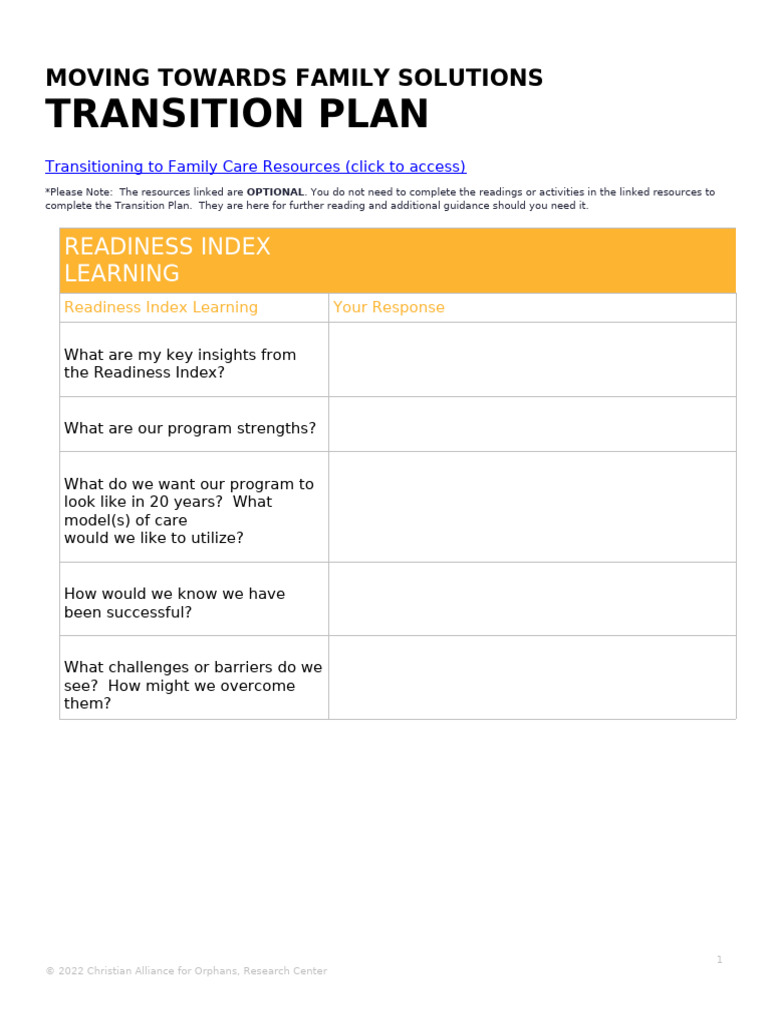 Family Care Transition Plan Guide | PDF