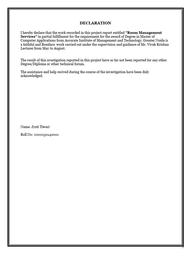 Room Management Services Title | PDF