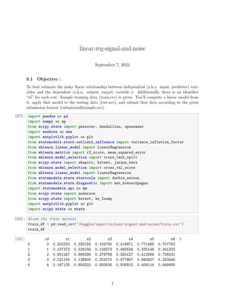 Linear Reg Signal and Noise PDF | PDF | Applied Statistics | Estimation Theory