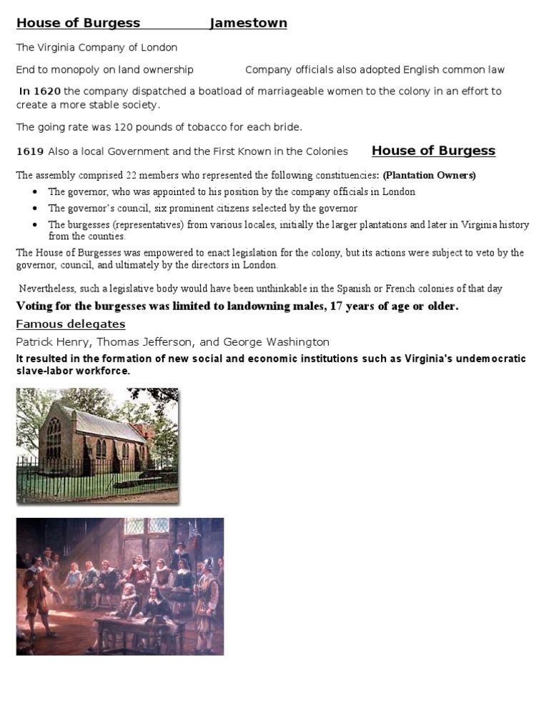Overview of the House of Burgesses | PDF