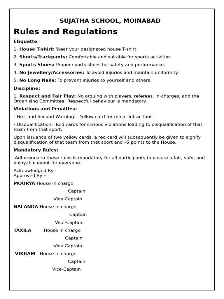 Rules and Regulations | PDF