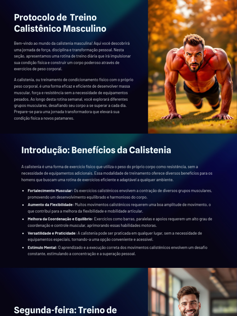 Protocolo de Treino Calistenico Masculino | PDF | Músculo | Flexibilidade (anatomia)