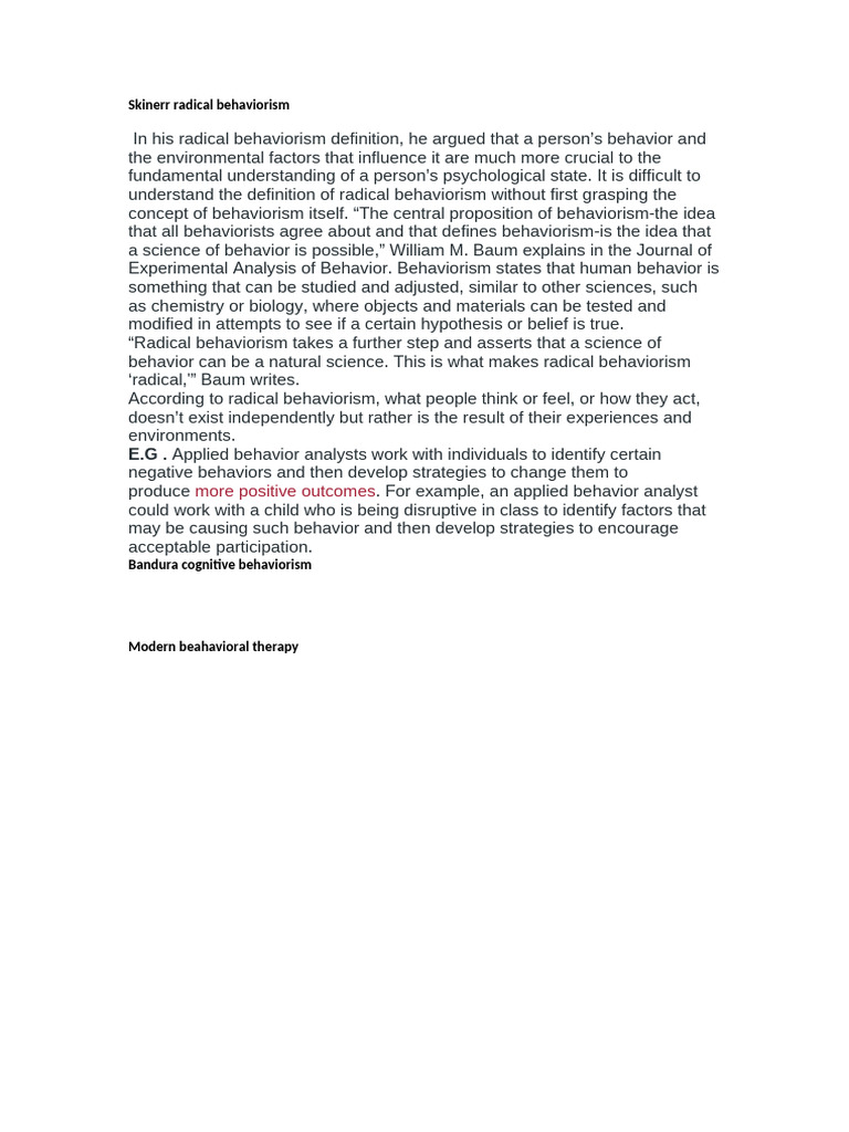 Skinerr Radical Behaviorism | PDF