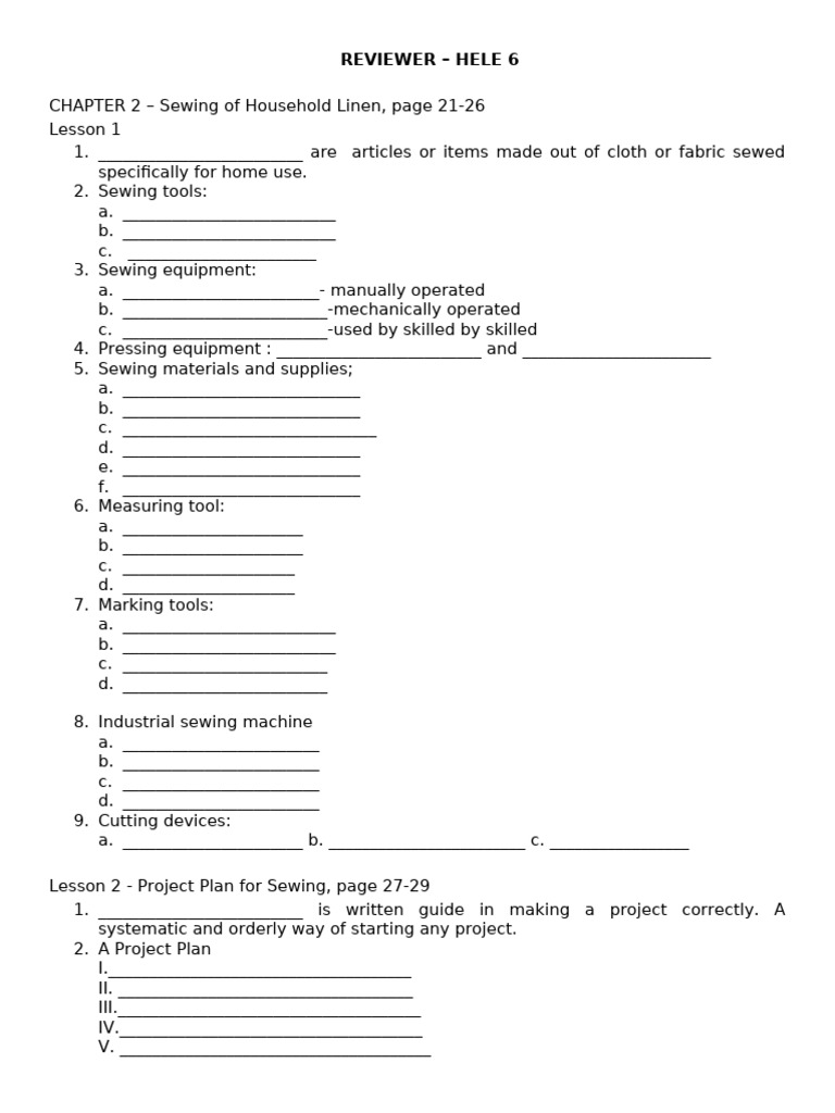 REVIEWER - HELE/EPP 6 | PDF | Food Preservation | Textiles
