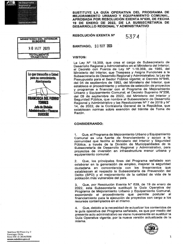 Guia Operativa Pmu 30-05-2023 Resolu-exe N-5374 | PDF