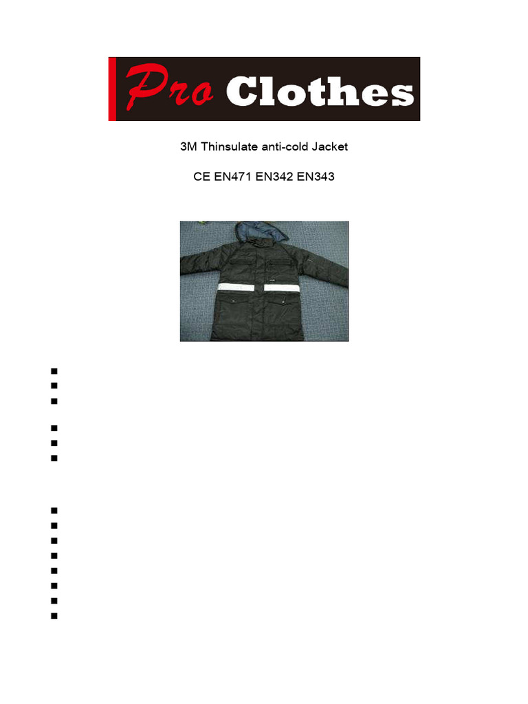 3M Thinsulate Cold-Resistant Jacket | PDF