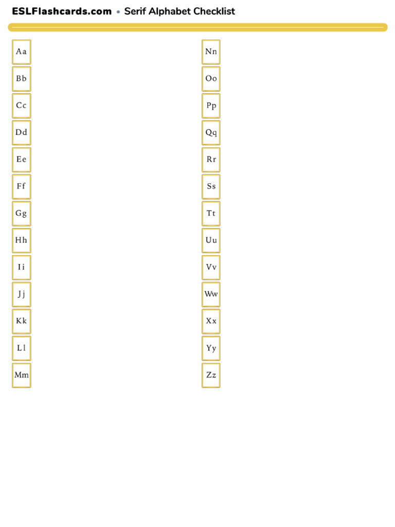 Serif Alphabet Checklist | PDF