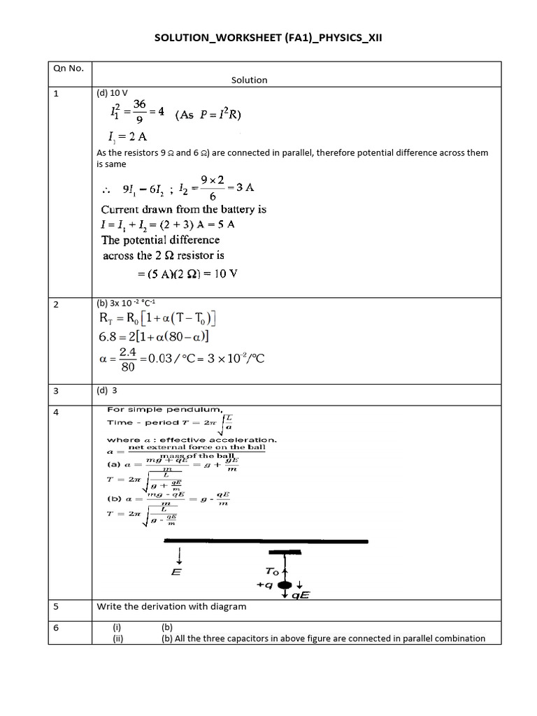 Physics Class 12 WORKSHEET | PDF | Capacitor | Capacitance