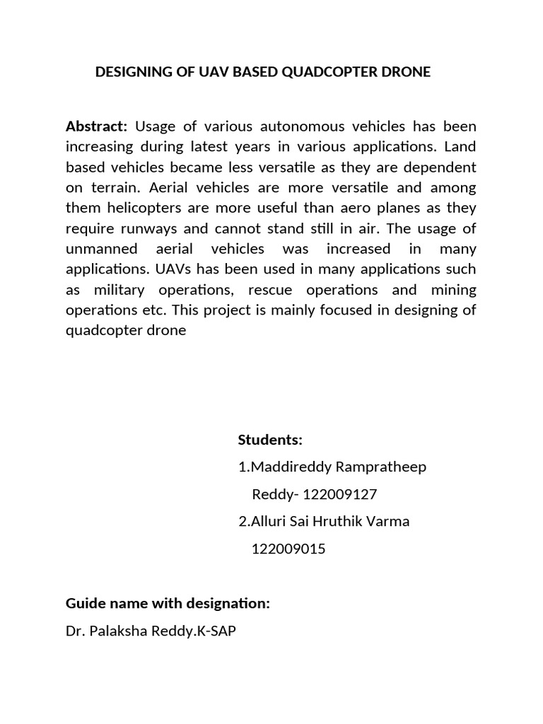 Designing of Uav Based Quadcopter Drone | PDF