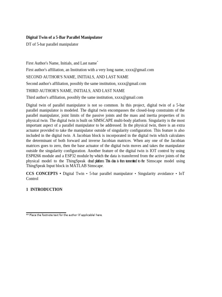 Digital Twin Paper On 5 Bar Parallel Manipulator 2 | PDF | Simulation ...