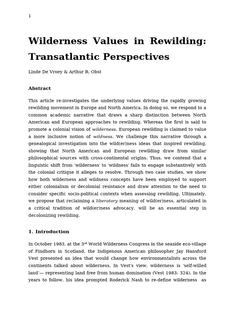 Rewilding: Decolonizing Wilderness Values | PDF | Wilderness