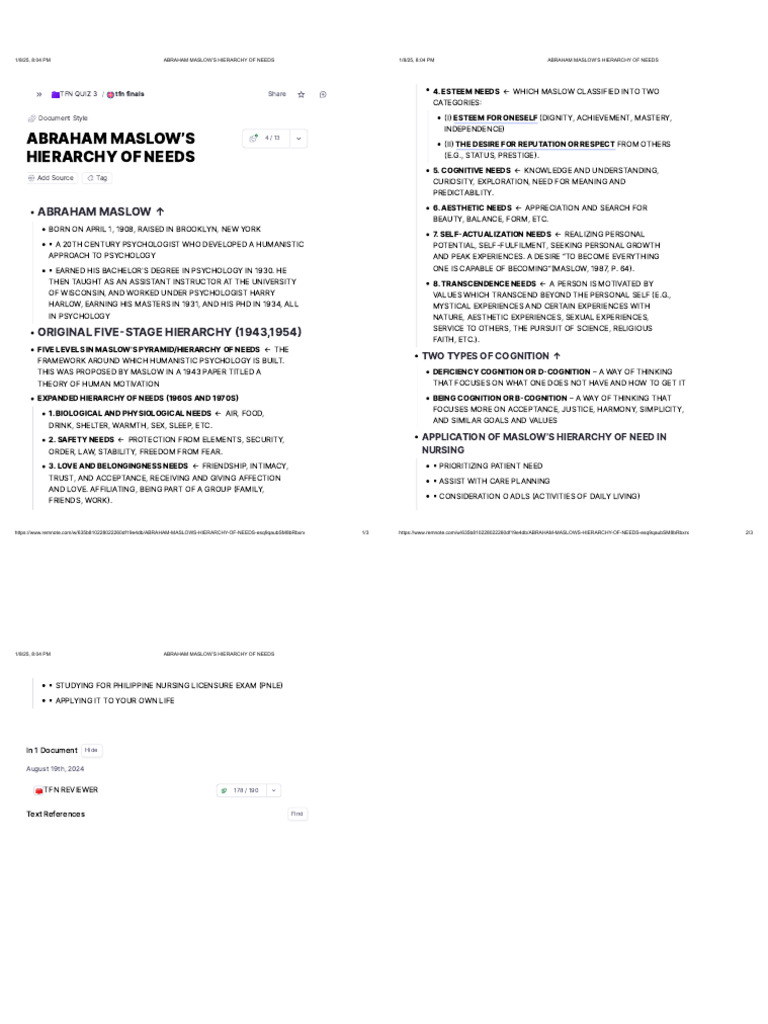 Maslow's Hierarchy of Needs Guide | PDF | Psychology | Behavioural Sciences