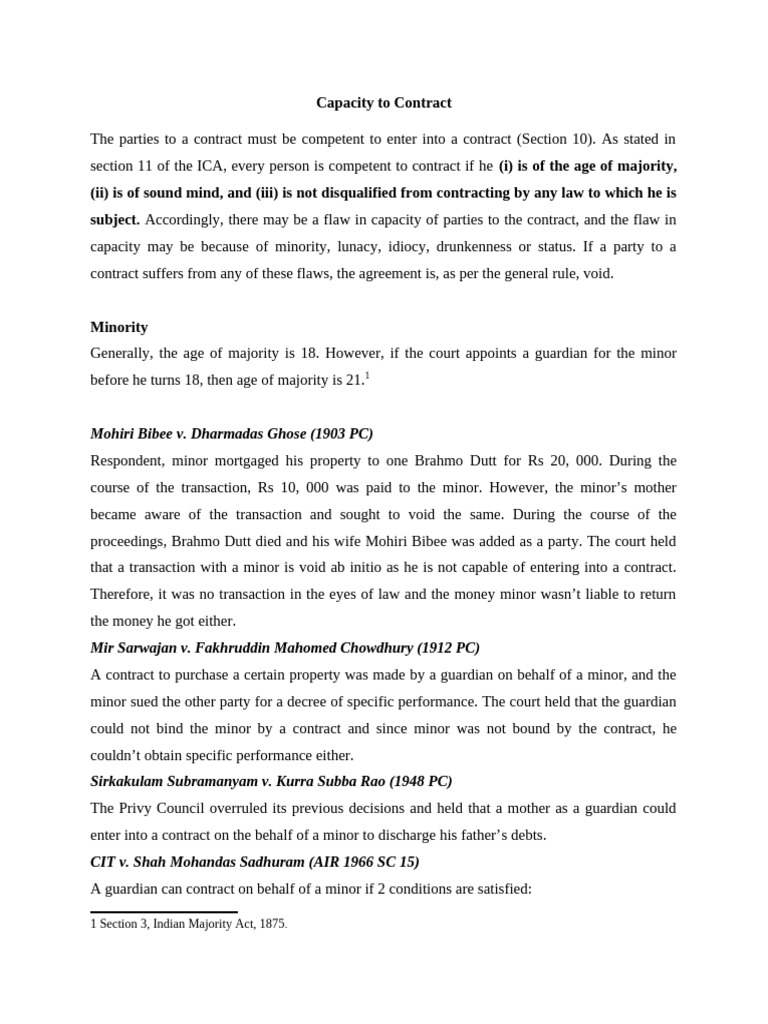 Understanding Contract Capacity for Minors | PDF | Tort | Estoppel