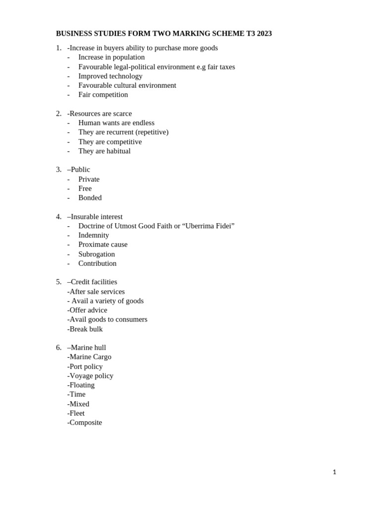 Business Studies Marking Scheme T3 2023 | PDF | Banks | Credit