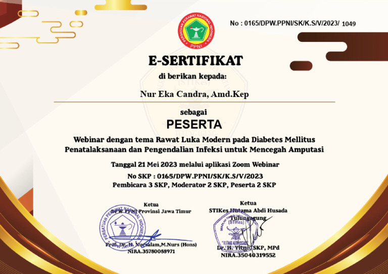 Nur Eka Candra, Amd.kep Sertifikat Webinar 21 Mei 2023 | PDF