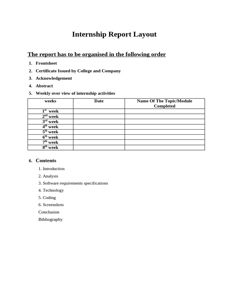 Internship Report Templet | PDF