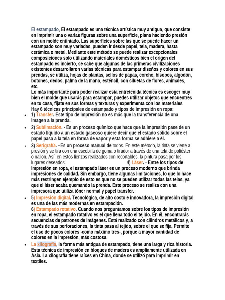 Técnicas de Estampado Textil Antiguo | PDF | Impresión | Textiles