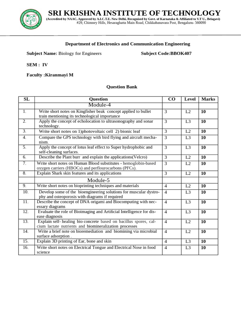 Module4 and 5 Questions | PDF | Biology