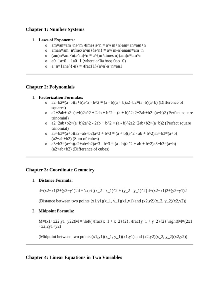 Math Formulas and Theorems Guide | PDF | Triangle | Line (Geometry)