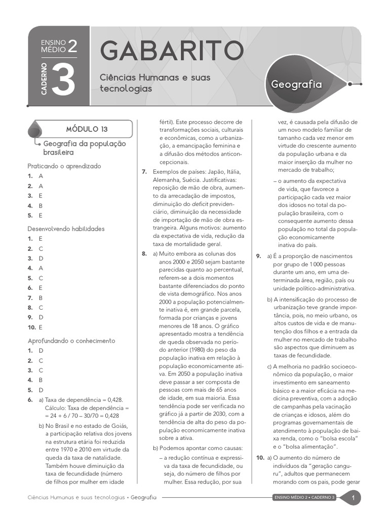 PH_EM2_C3_Gabarito_Humanas_GEO | PDF | Setor terciário da economia ...
