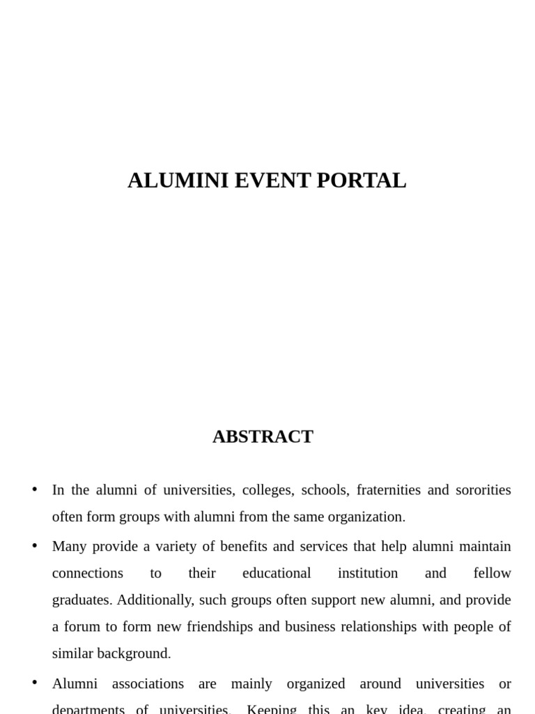 Alumni Event Portal Overview | PDF | Computing | Information Technology