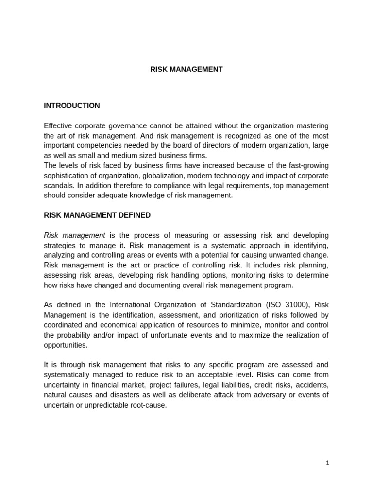 Risk Management | PDF | Risk Management | Risk