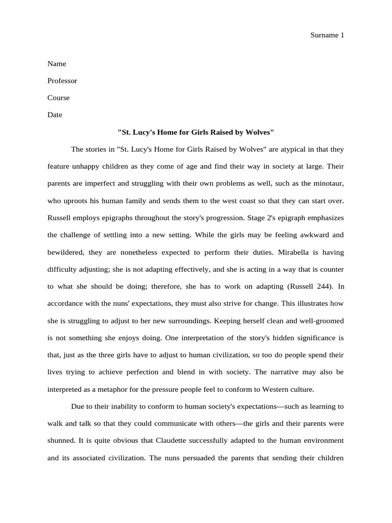 St. Lucy's Home For Girls Raised by Wolves | PDF