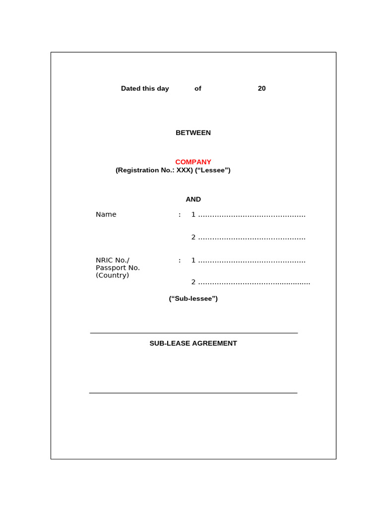 Sub Lease Agreement Local | PDF | Lease | Breach Of Contract