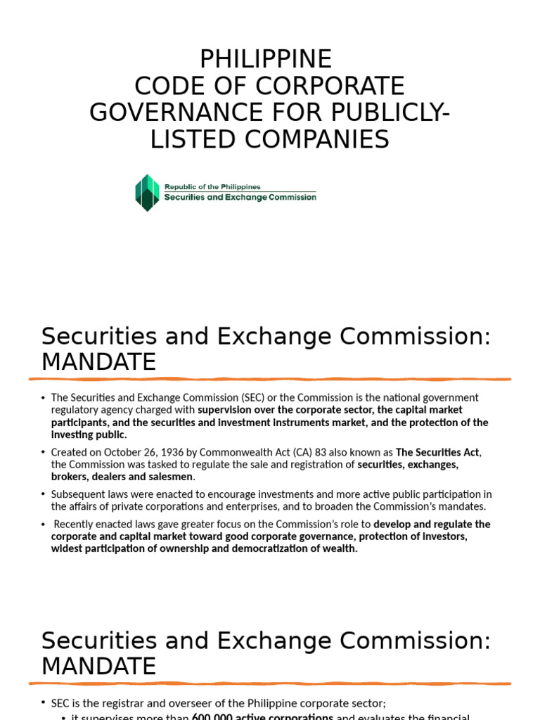 Philippine Corporate Governance Code | PDF | Corporate Governance ...