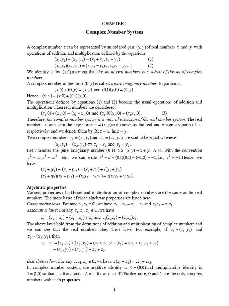 Chap 1-Complex Number System | PDF | Complex Number | Circle