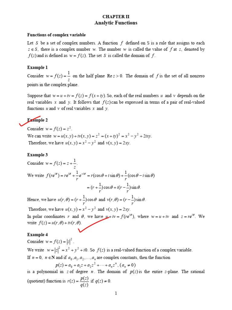 Chap 2 - Analytic Functions | PDF | Function (Mathematics) | Algebra