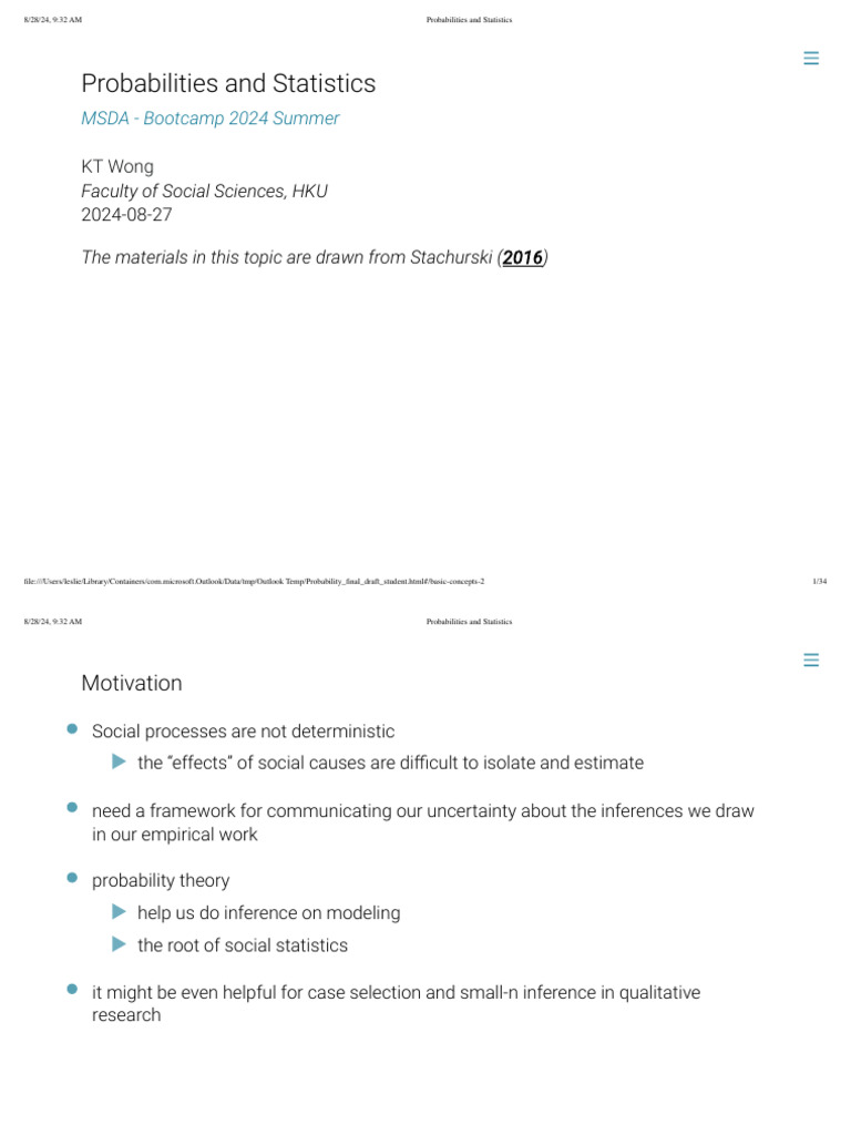 Probabilities and Statistics | PDF | Probability Distribution | Random ...
