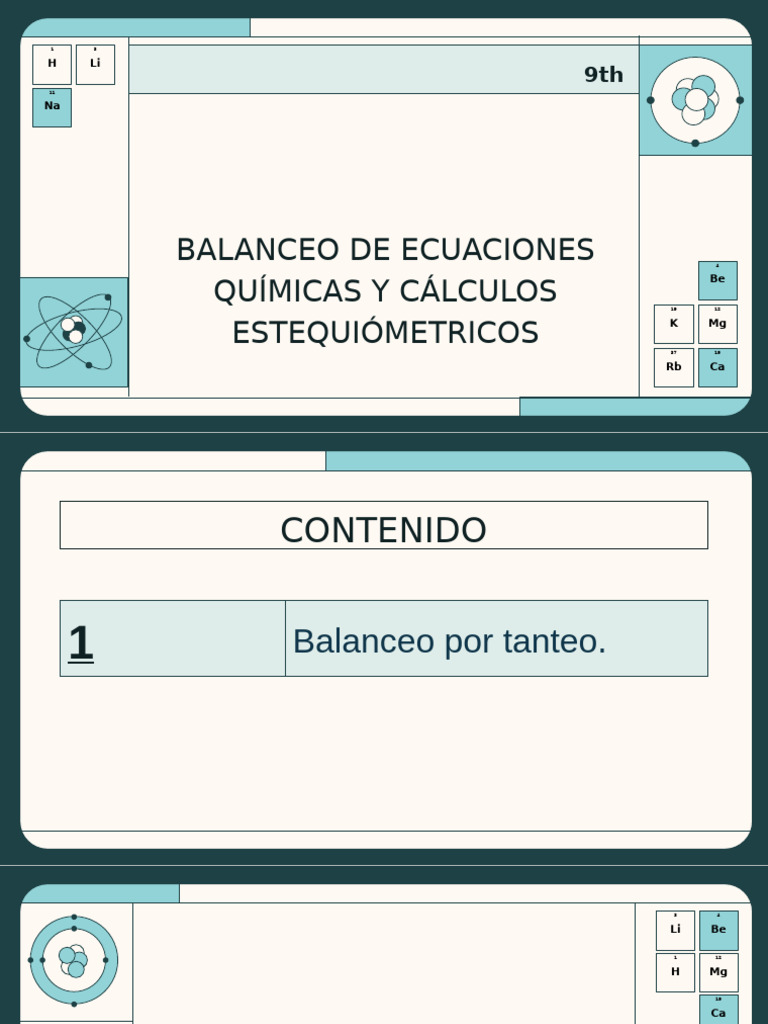 Balanceo de Ecuaciones Químicas | PDF | Estequiometría | Química Física