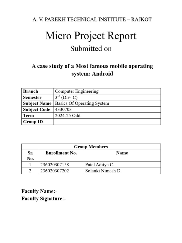 Bos Microproject Report Header | PDF