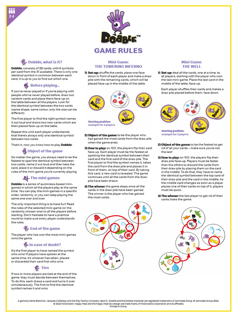 26740 34d Mcd Euy Dobble Rules Mel Aw | PDF | Card Games | Board Games
