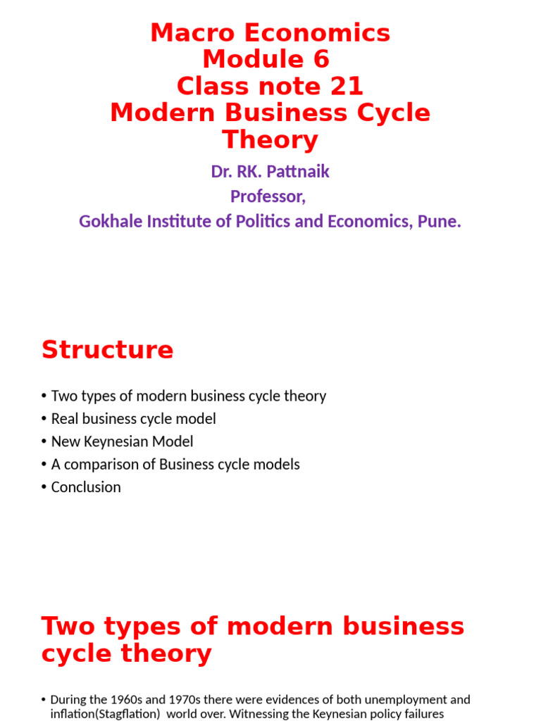 Modern Business Cycle Theories Explained | PDF | Business Cycle | New ...