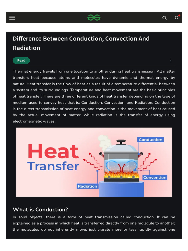 Difference Between Conduction, Convection and Rad | PDF | Heat Transfer | Thermal Conduction