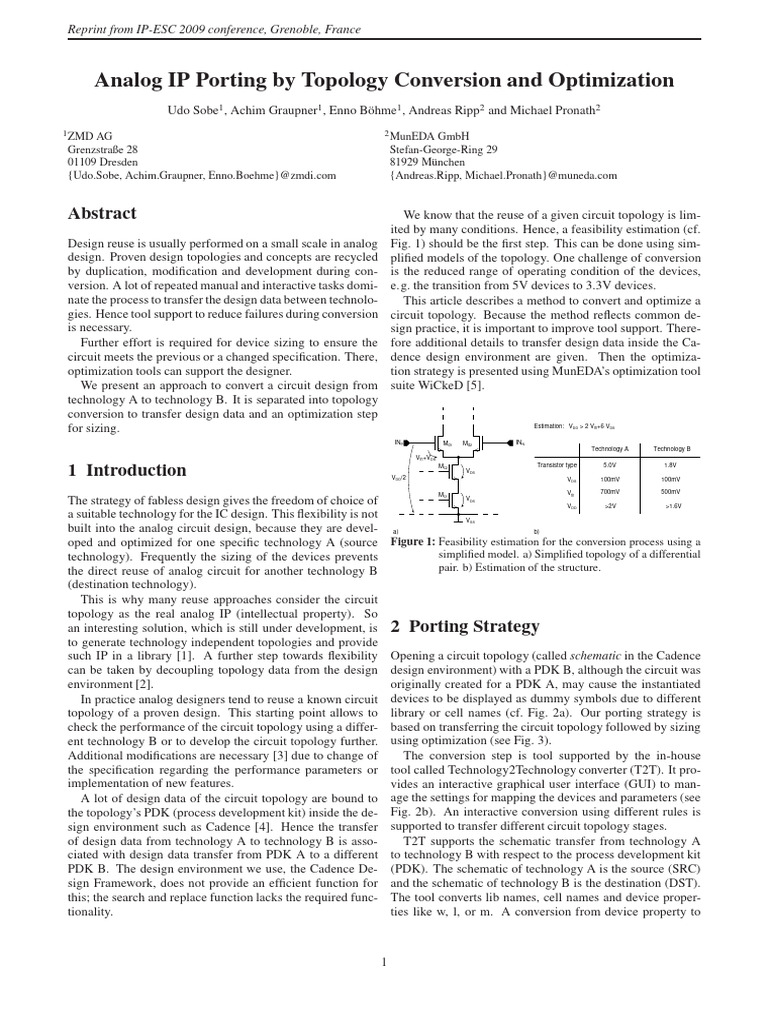 Analog IP Porting by Topology Conversion and Optimization | PDF | Electronics | Electrical ...