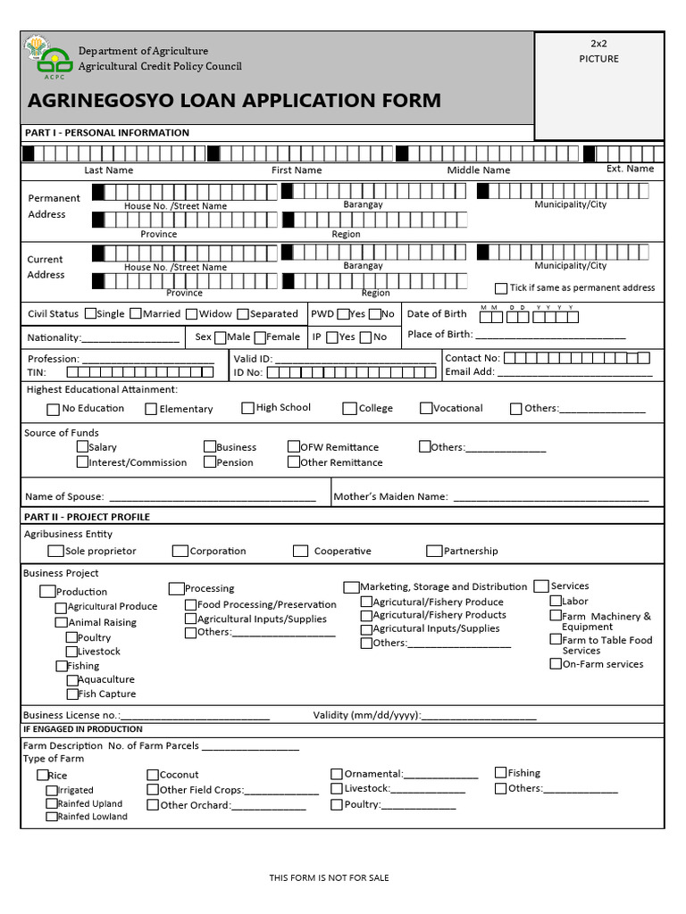 AgriNegosyo Loan Application Form | PDF | Agriculture | Farms