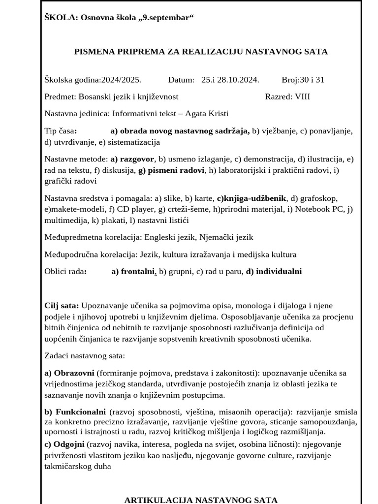 I 31. Priprema - Informativni Tekst Agata Kristi | PDF