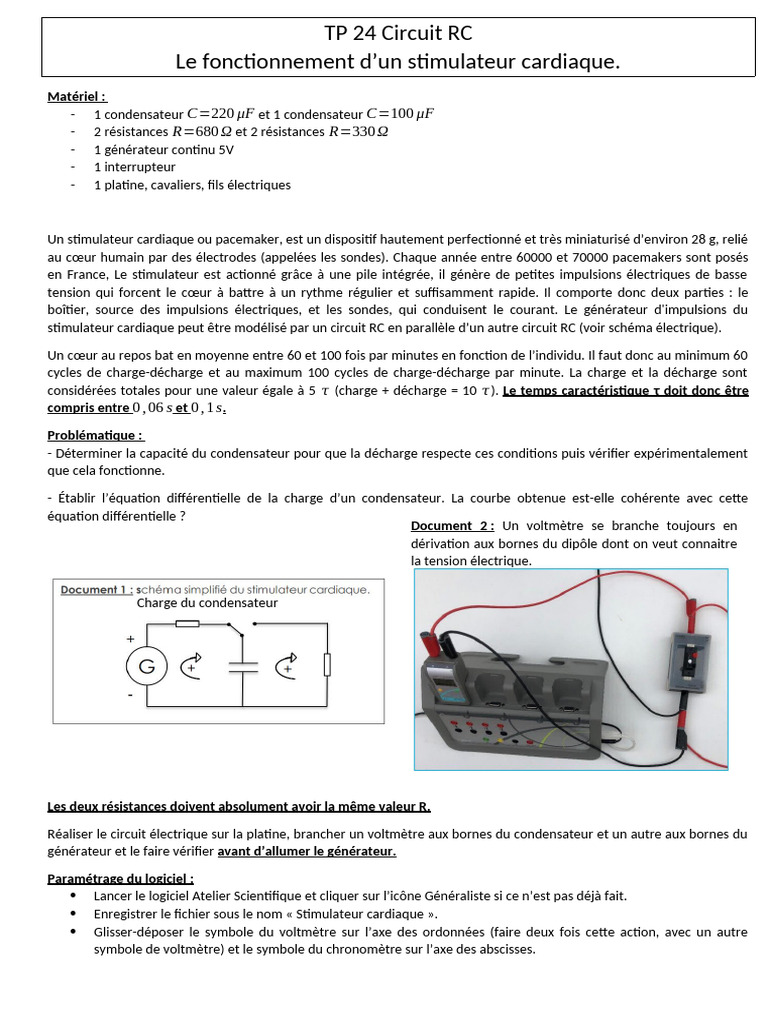 Fonctionnement d'un Stimulateur Cardiaque | PDF | Condensateur ...