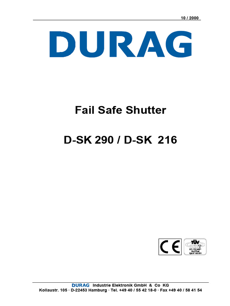 DURAG D-SK 290-216 | PDF | Relay | Power Supply