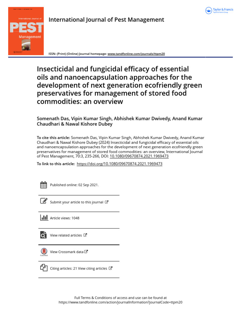 Insecticidal and Fungicidal Efficacy of Essential Oils and ...
