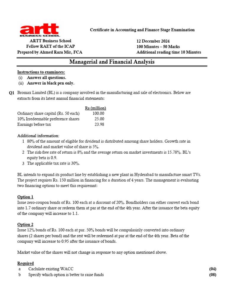 MFA Mock 2 12 December 2024 | PDF | Bonds (Finance) | Interest