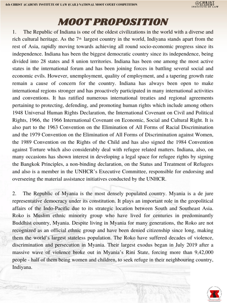 4CAILNMCC - Moot Proposition | PDF | Refugee | Naturalization