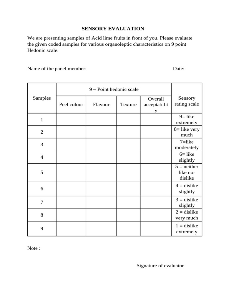 Sensory Evaluation | PDF