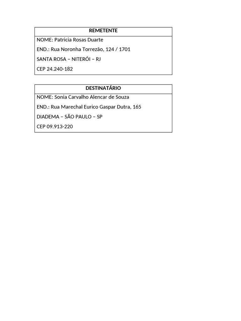 Modelo de Postagem Correios | PDF